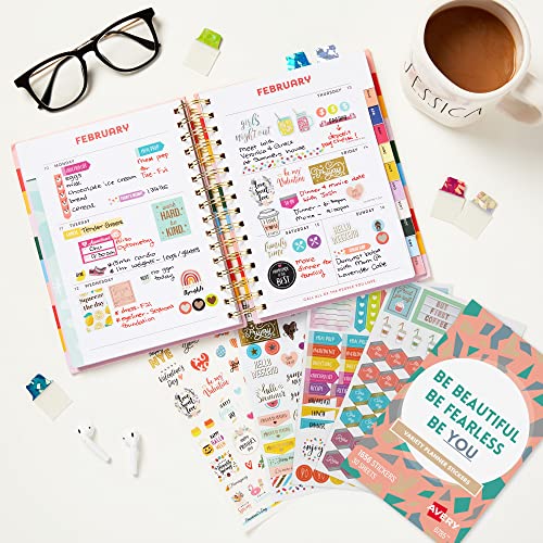 Avery Planner Stickers Variety Pack, 30 Sheets of Stickers, Set of 1,656 Productivity Stickers for Your Planner, Journal or Calendar (6785)