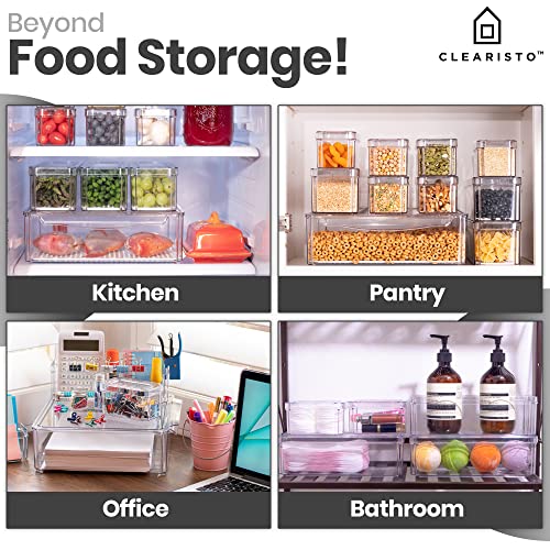CLEARISTO 10 Pack Fridge Organizer - Stackable Refrigerator Organizer Bins with Lids - BPA-Free Fridge Organizers and Storage - Clear Fridge Storage Containers for Produce, Fruit, Vegetable