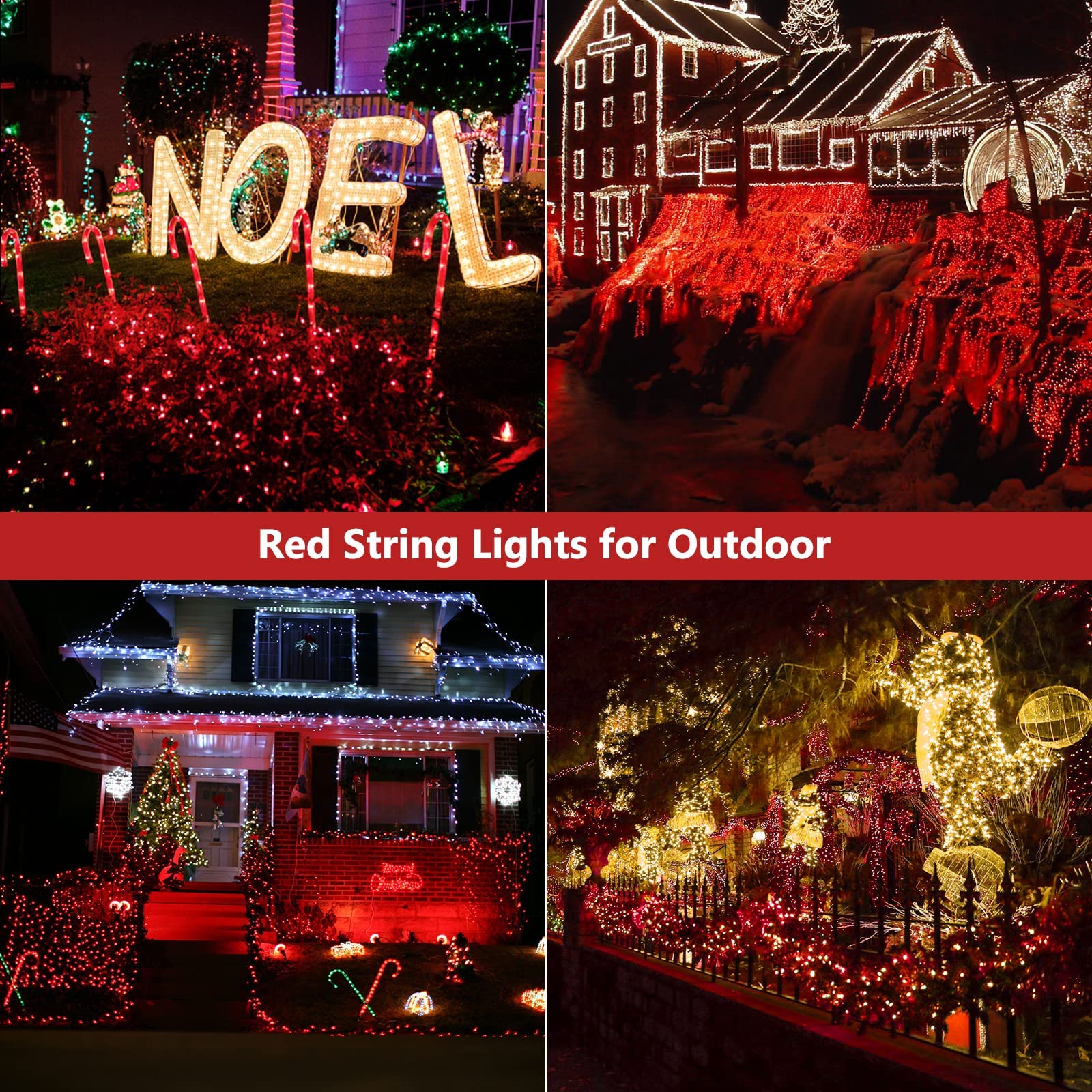 Joomer Christmas Lights 100FT 300 LED String Lights with 8 Modes Timer Connectable Waterproof Plug-In Fairy Lights for Home, Garden, Party, Holiday, Tree, Christmas Decorations (Red)
