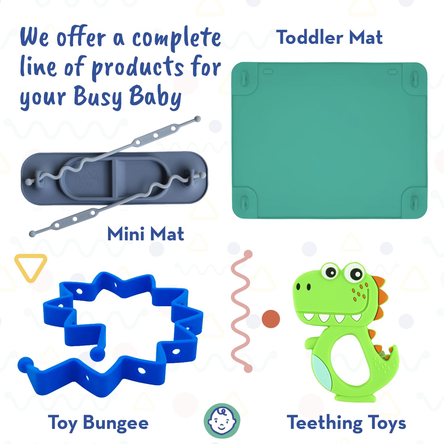 Busy Baby Bottle Bungee - Sippy Cup Strap - Keep Bottles and Sippy Cups Off The Floor - Great for Babies, Toddlers and Kids - Food Grade Silicone - Dishwasher Safe - Pewter
