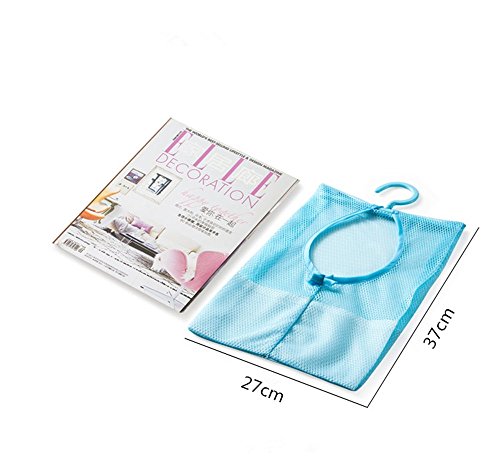 yueton 3pcs Colorful Hanging Mesh Bag, Bathroom Shower Storage Organizer Set Hamper Bag Closet Rack Clothes Clip Collection Bag
