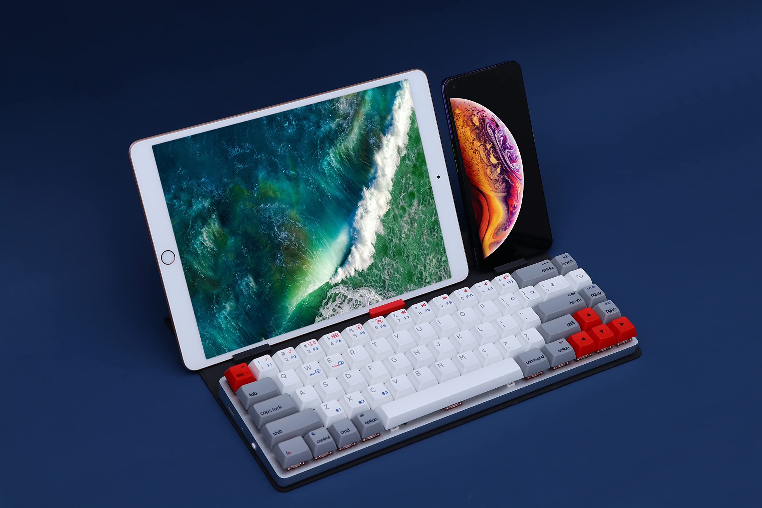 EPOMAKER NT68 65% RGB Hotswap Bluetooth 5.1 Wireless Wired Mechanical Gaming Keyboard with Foldaway Stand, 1900mAh Battery for Mac/Win/Gamer (Gateron Red Switch, Grey Black for Win)