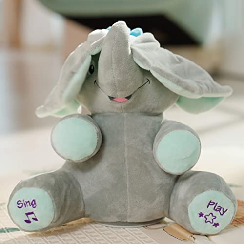 Nuby Peek a Boo Friends Animated Plush Toy with Music and Interactive Play, Baby Elephant