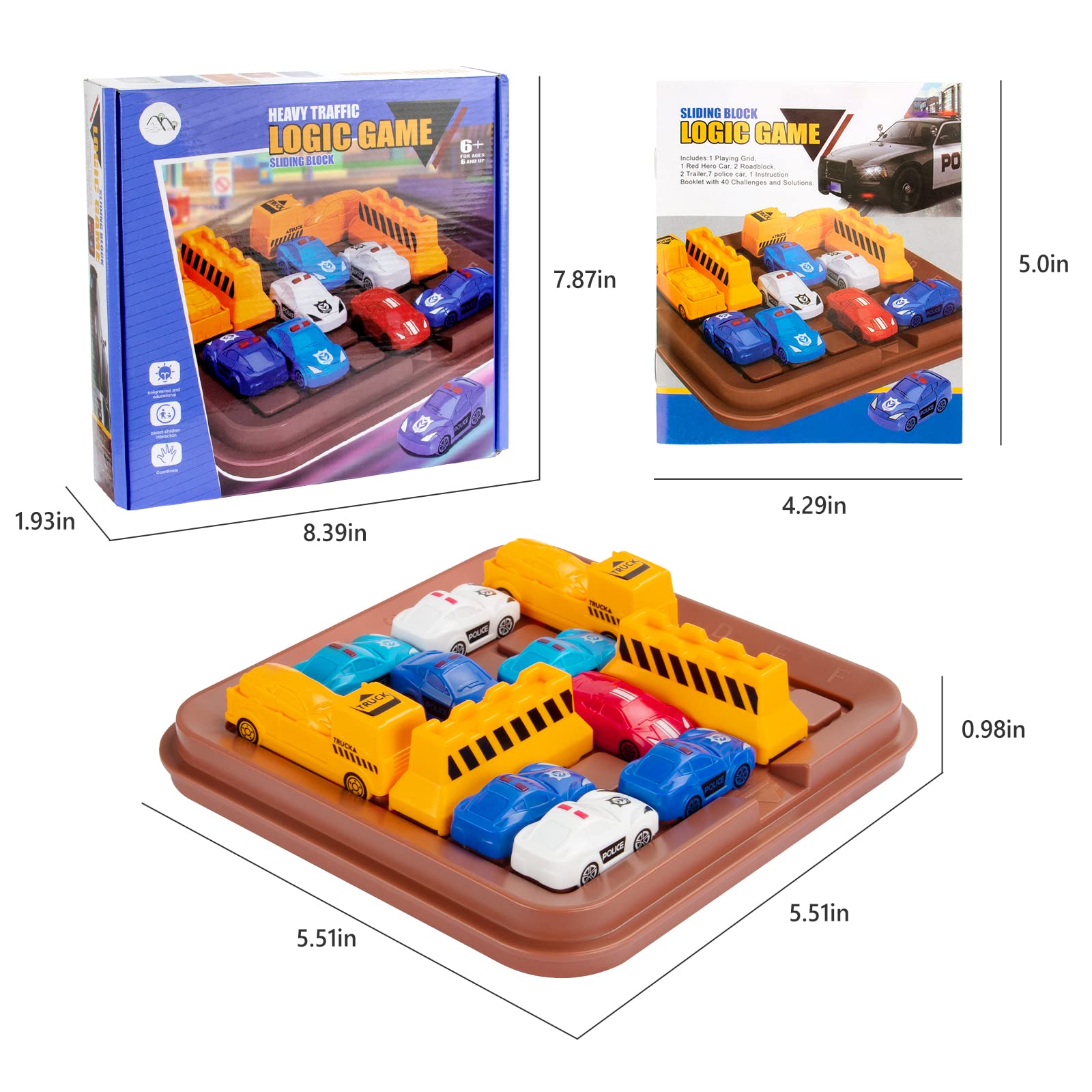 HOSFROLL Board Games, Logic Brain Car Heavy Traffic Game Smart Math Travel Game Card Puzzle Game Toys for Kids 5 and Up