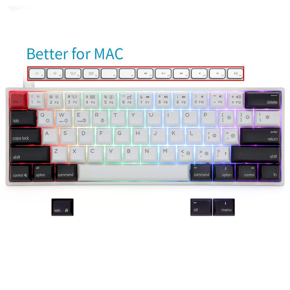 EPOMAKER SKYLOONG AK61 61 Keys Hot Swappable Programmable Mechanical Keyboard with RGB Backlit, PBT Keycaps, NKRO, IP6X Waterproof, Custom Layout for Mac/Win (Gateron Optical Yellow, PBT Black White)