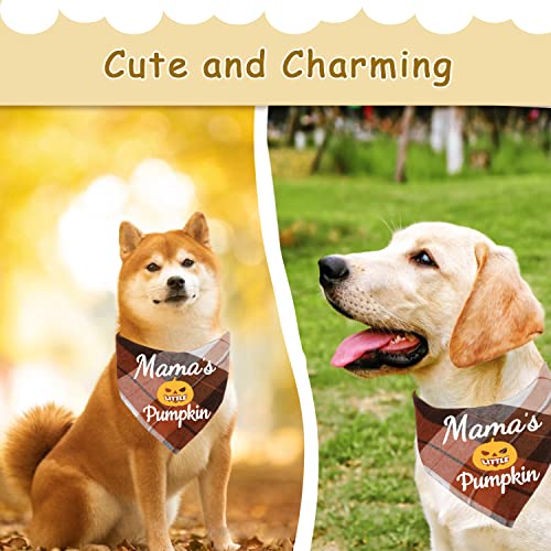 Fall Dog Bandana - Set of Washable Reversible Square Plaid Pet Kerchief Scarf for Halloween(Large)