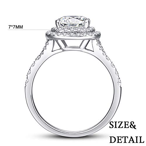 AVECON 3 Carat Cushion Cut Engagement Rings Cubic Zirconia Wedding Rings 925 Sterling Silver Solitaire Wedding Ring for Women Size 5
