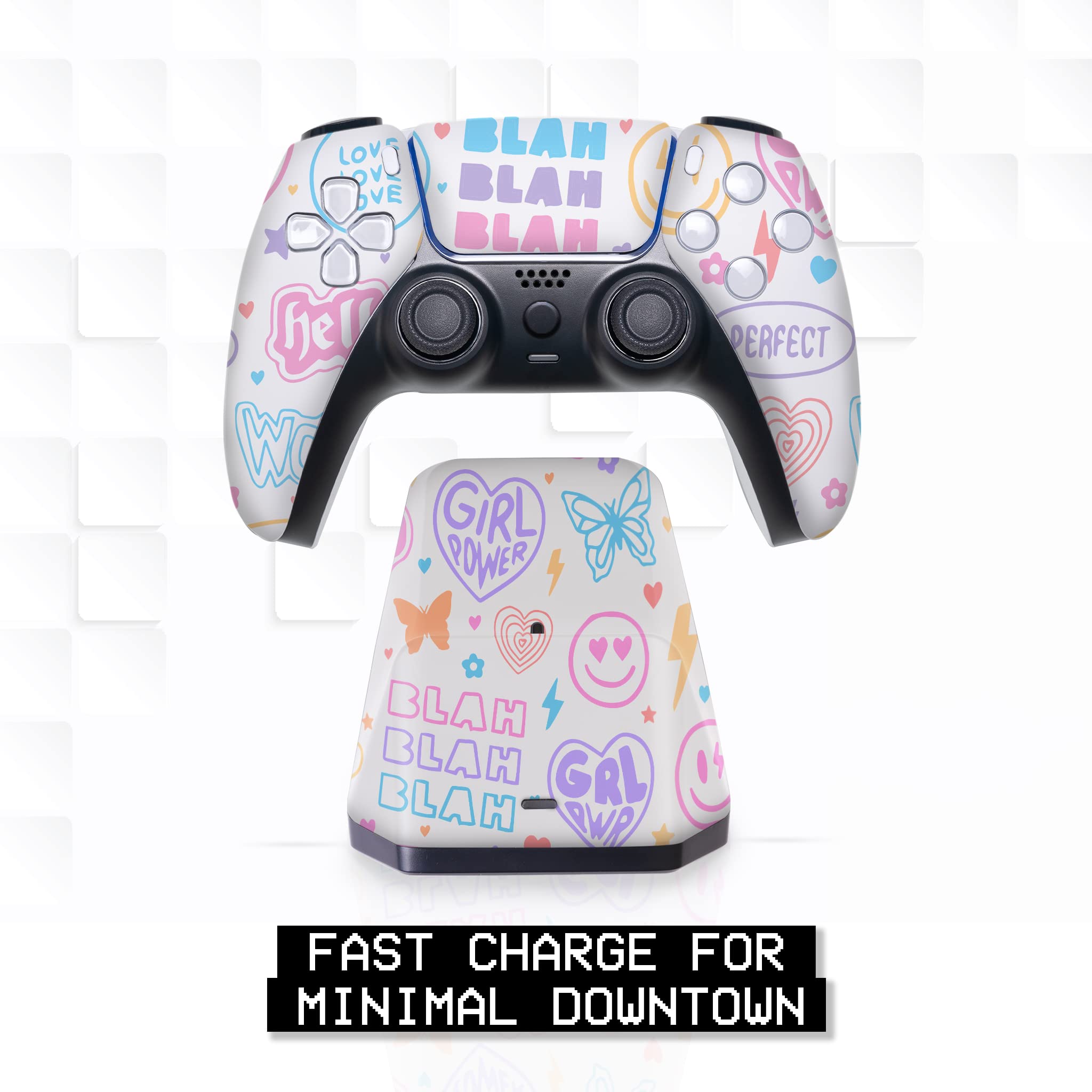 BABY CUDDLE BOX Girl Pwr Custom Controller With Gaming Headset And Quick Charging Stand Compatible With Console By Bcb Controllers | Customized With Permanent Hydro-Dip Printing(Not Just A Skin)