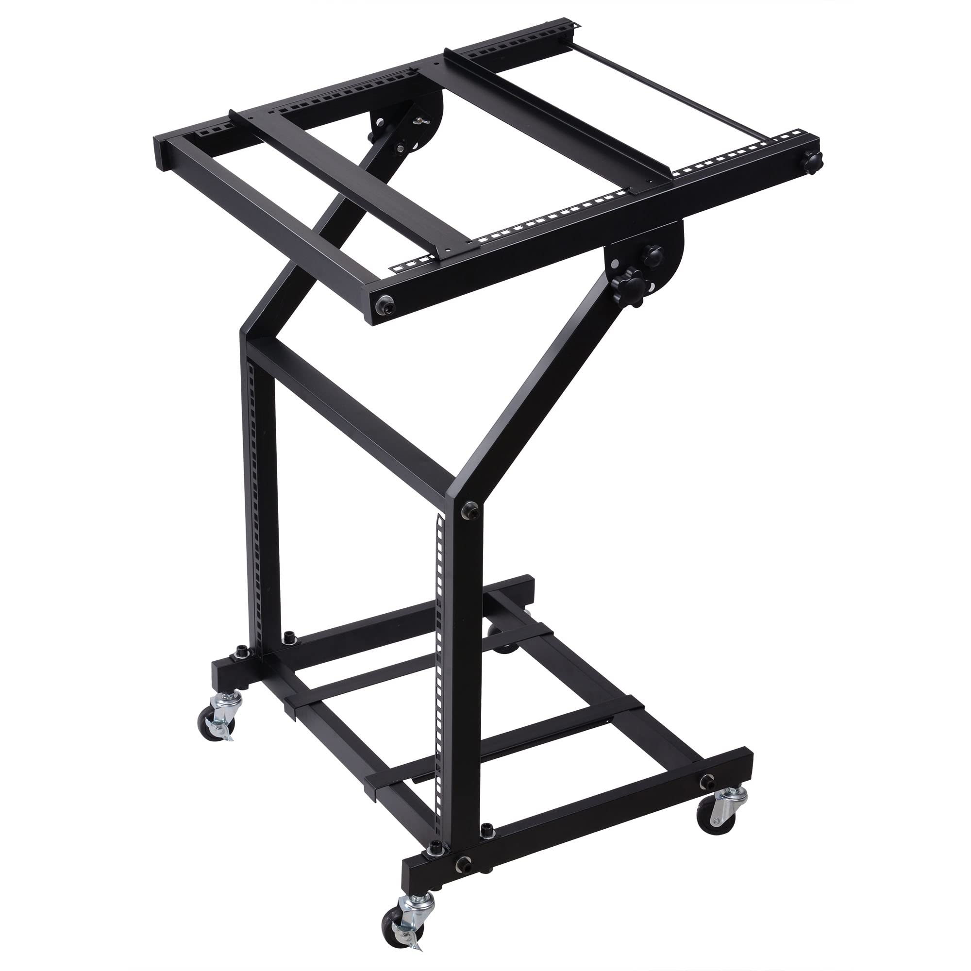 AW Adjustable Rack Mount Studio Equipment Rolling DJ Mixer Stand Stage Cart Music Party Show 12U
