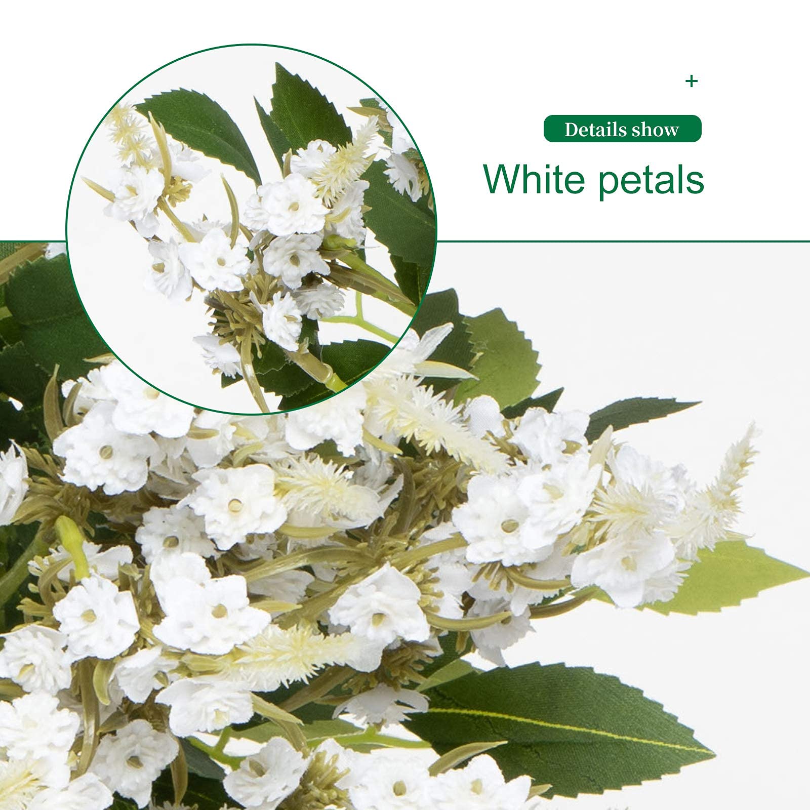 Houele - 6 Pcs Artificial White Flowers, Artificial Plants & Flowers, Long Stem Plastic Flowers for Home Hotel Office Wedding Party Garden Decor