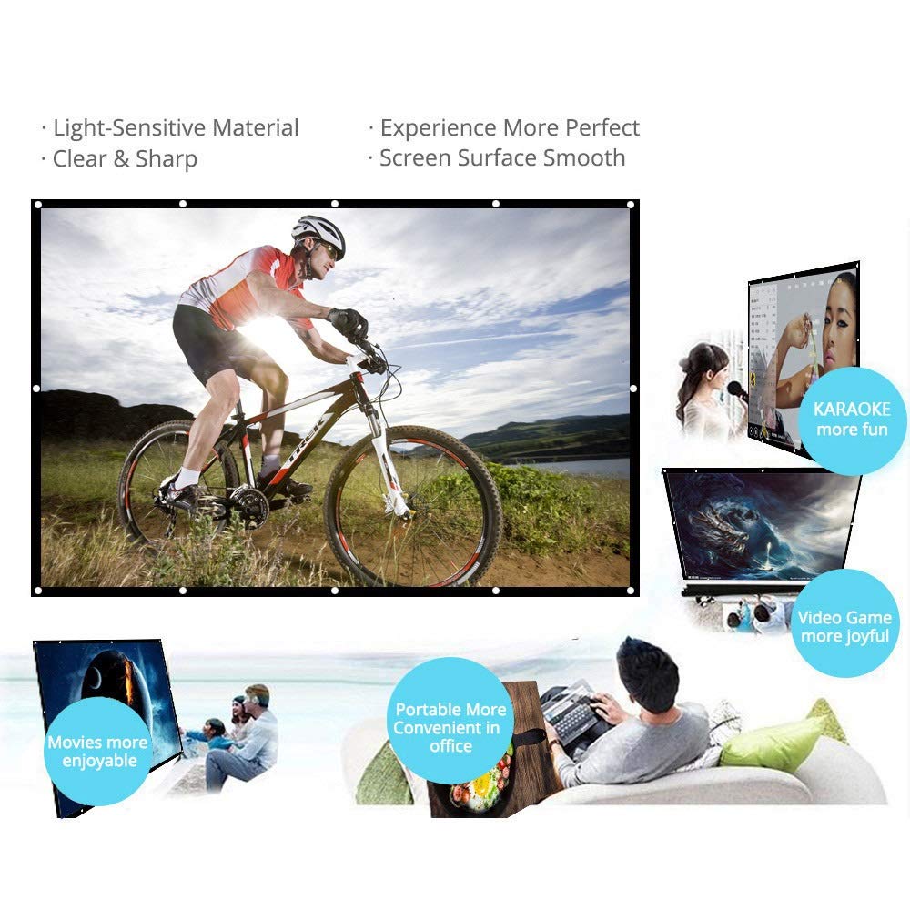 APAINI 100-inch/120-inch Portable Projector Screen 16:9 Projection Screen Foldable Thick Durable for Outdoor Home Theater (Size : 60 inch)
