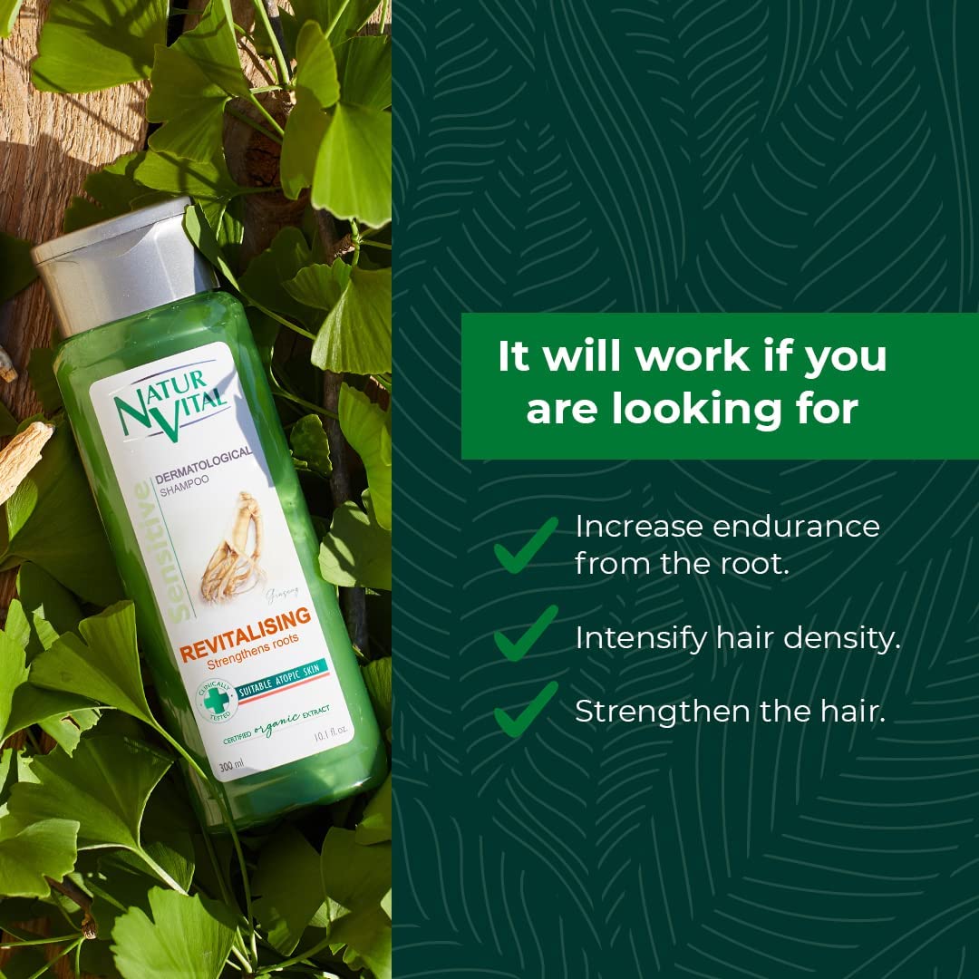NaturVital Unisex Plant-based Ginseng & Ginger Hair Revitalizing Shampoo 300ml Natural & Organic