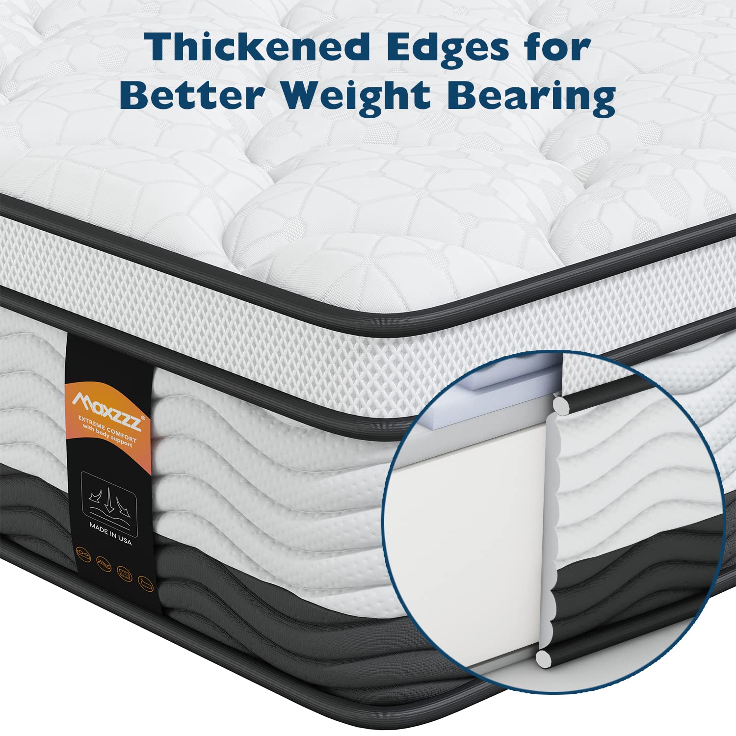 Maxzzz Twin Mattress in a Box 12 Inch Memory Foam Pocket Spring Hybrid Bed Mattress - Medium Firm Single Mattress -CertiPUR-US Certified