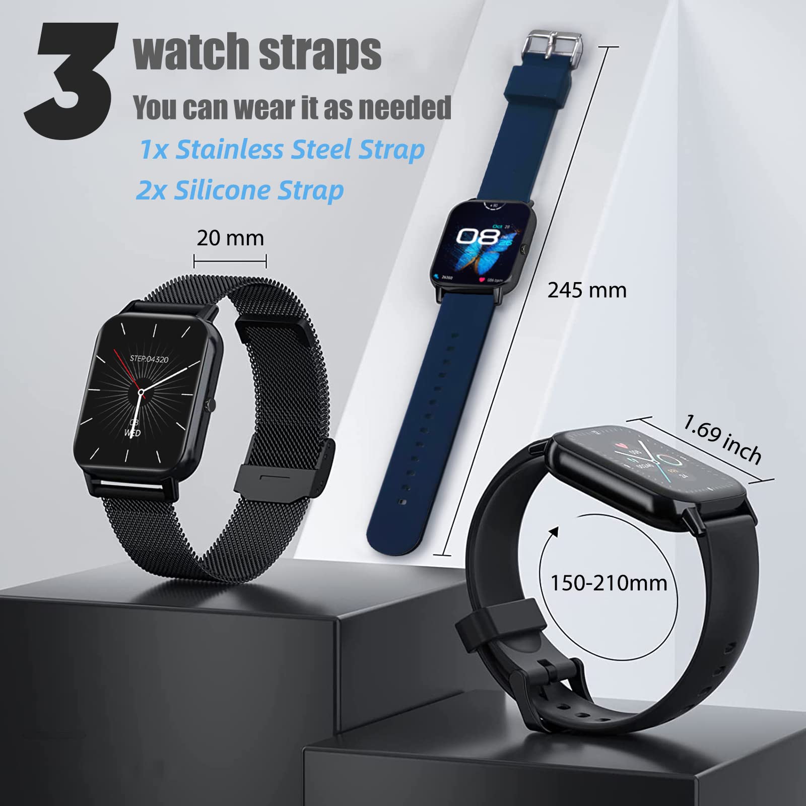 FACOI Smart Watch for iPhone Compatible - 2023 Smart Watch Answer Make Call for Android Phones for Women Men, Heart Rate Blood Oxygen SpO2 Sleep Fitness Watch Tracker Compatible Android iOS Phones
