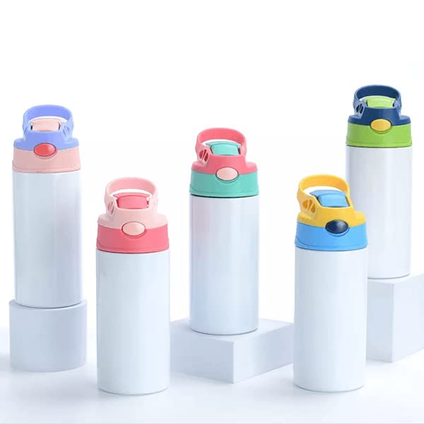 Buwaters 12 Oz Kid Sublimation Tumbler Blank Strainght Insulated Cute Sippy Cup Stainless Steel Water Bottle (5pack)