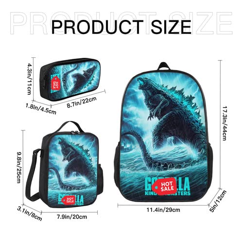 Backpack School Backpack Fashion Hiking Laptop Backpack with Lunch Box Pencil Case 3Pcs Set for Boys Girls Adult