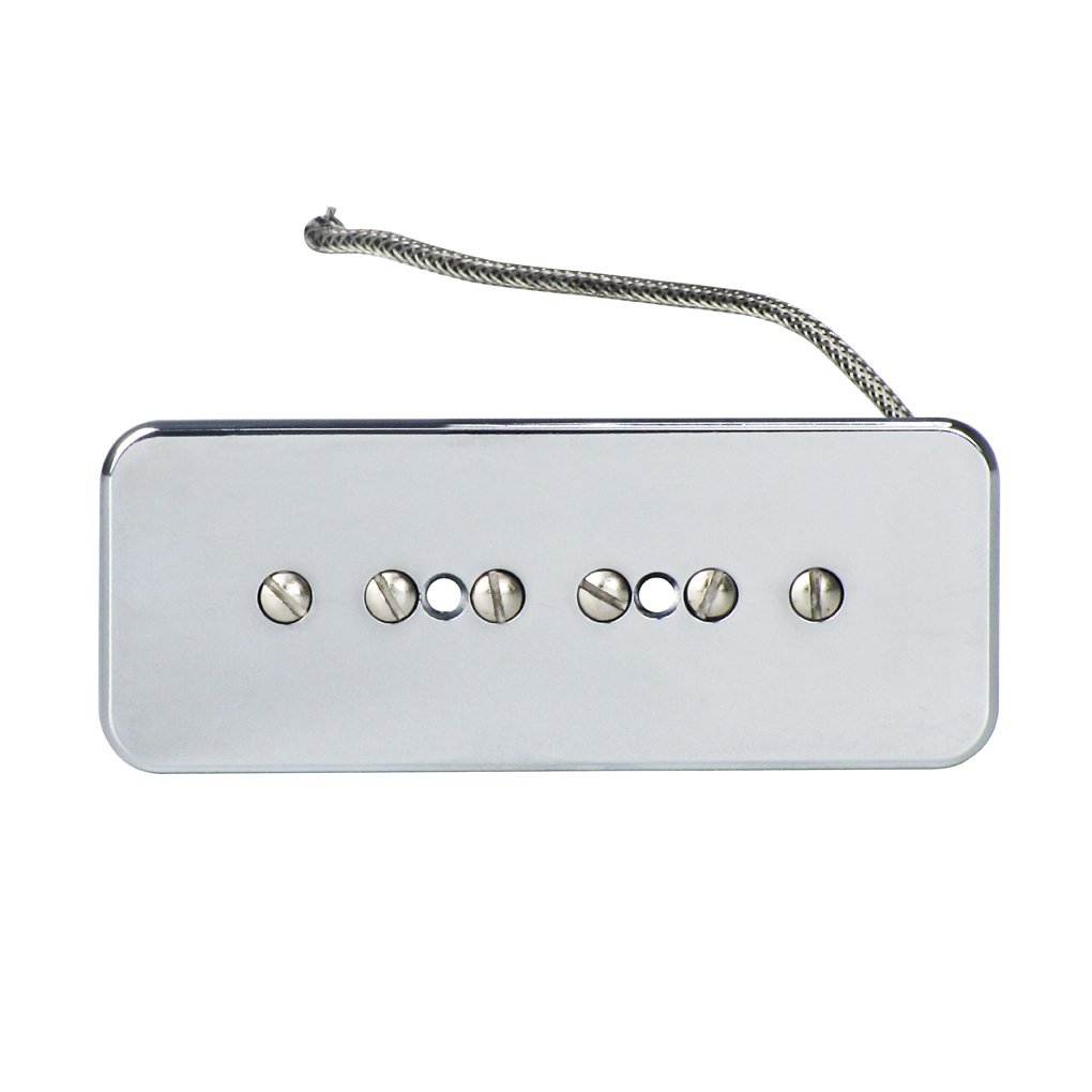 FLEOR Alnico 5 Single Coil Pickup Soap Bar Pickups Chrome P90 Neck & Bridge Pickup Set