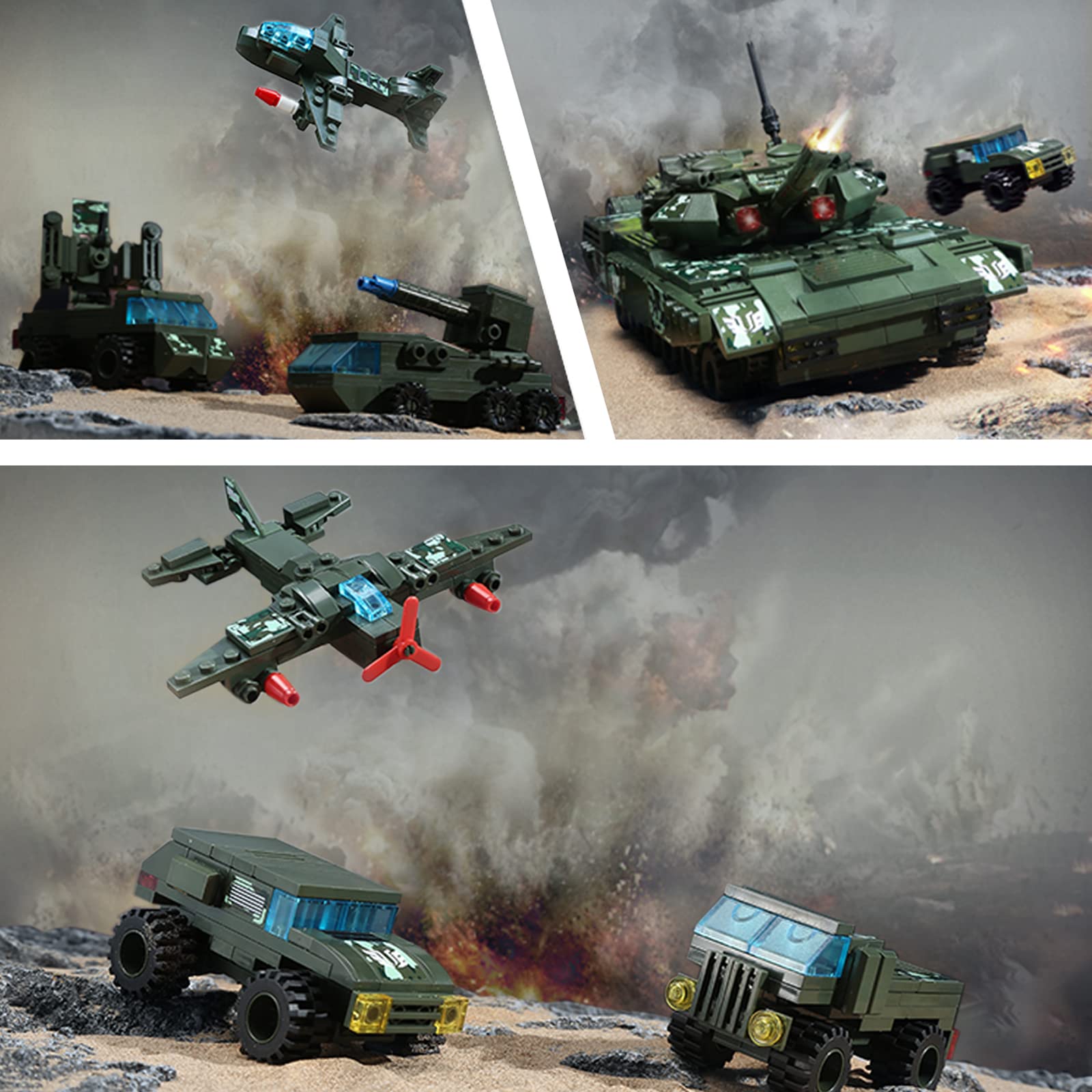 Military Armed 8 in 1 Tank Building Blocks Set, Compatible with Lego WW2 Armed (642PCS) Toys Gift for Boys 6-10, 8-14 Year