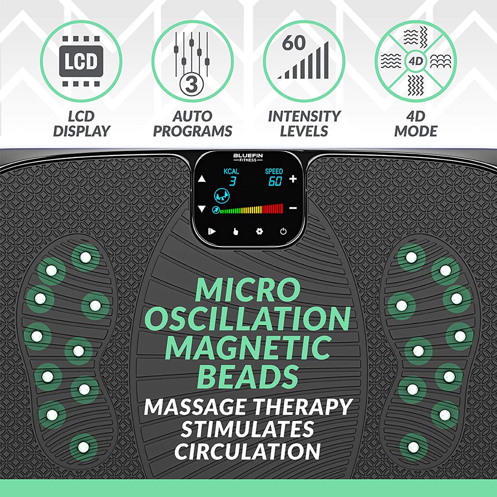 Bluefin 4D Triple Motor Vibration Plate Machine | Powerful Vibration Plate exercise machine with Magnetic Therapy | Bluetooth Speaker | Vibration Oscillation & Micro Vibration | Silent Drive Motors