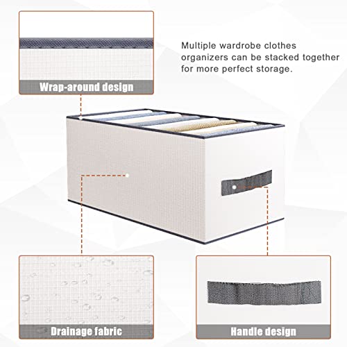 DonYeco 3 Pack Wardrobe Clothes Organizer, 8 Grids Closet Organizer for Jeans, Dimension 15-3/4" x 9-1/2"x 8" (Compartment width: 2")