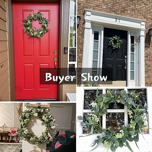 DiliComing Fall-Wreath Eucalyptus Front Door-Wreath - 20 Inch Year Round Artificial Door Wreath, All Season Wreath Clearance for Farmhouse, Wall and Window Decoration