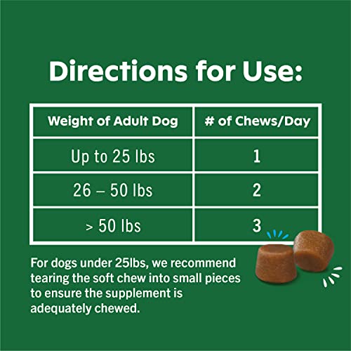 GREENIES Supplements Hip & Joint Supplements for Dogs With Glucosamine and Chondroitin, 30 Count Chicken-Flavor Soft Chews Dog Joint Supplements