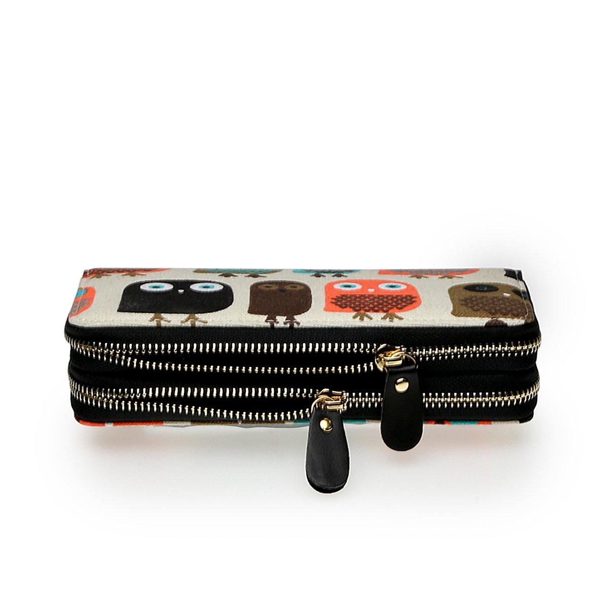 LATH.PIN Women Zipper Wallet Owl Wallet Purse Canvas Phone Card Holder with Coin Pocket and Strap