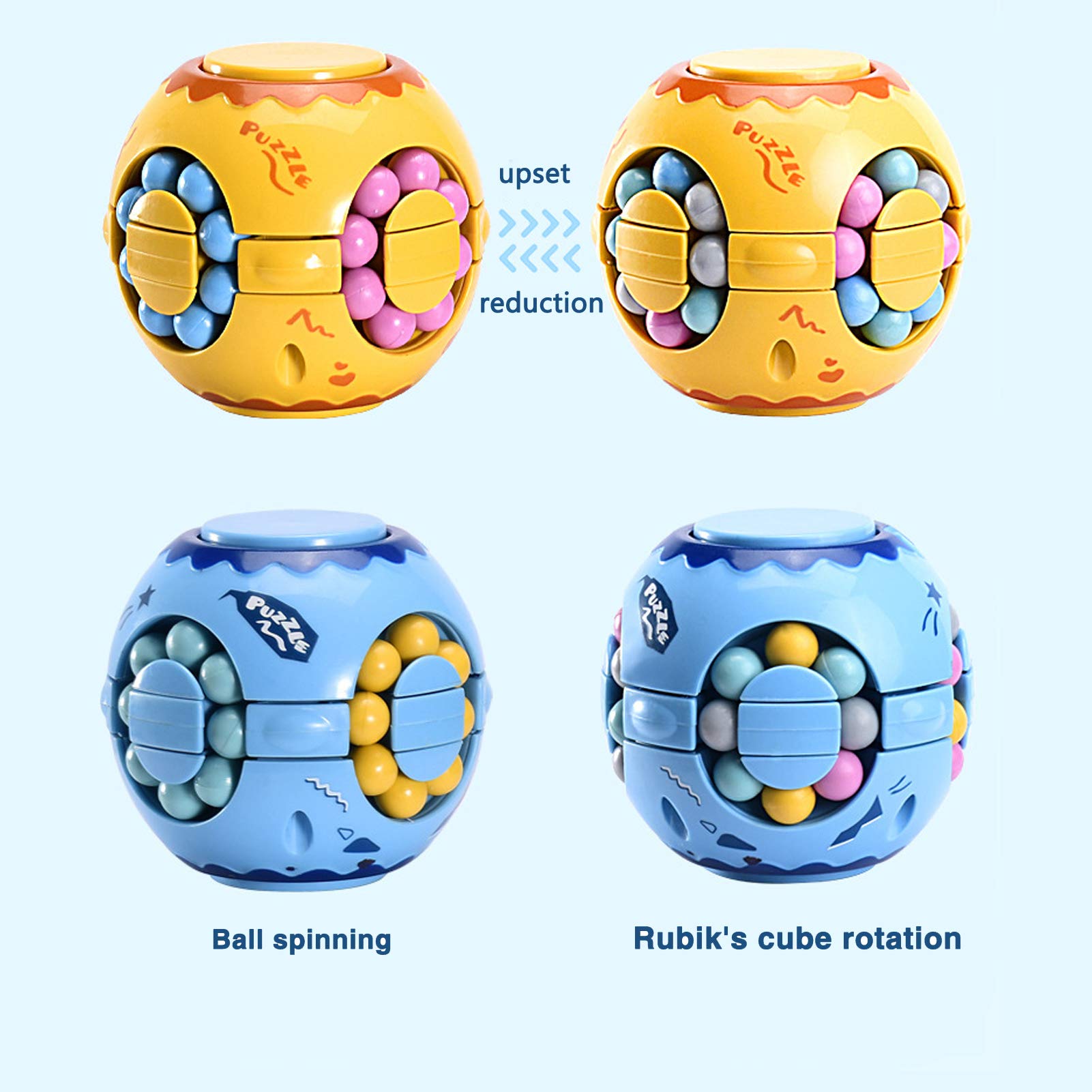 ODIKASO Rotating Magic Bean Cube Spinner Fidget Toy,Stress Relief Fidget Puzzles for Adults Kids,Anxiety Relief Learning & Education Toys,Puzzle Toys for Unisex-Children(Pink)