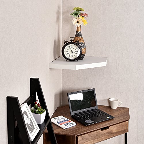 WELLAND Big Size Phoenix Corner Wall Mount Shelf for DVD Players/Cable Boxes/Games Consoles/TV Accessories, White