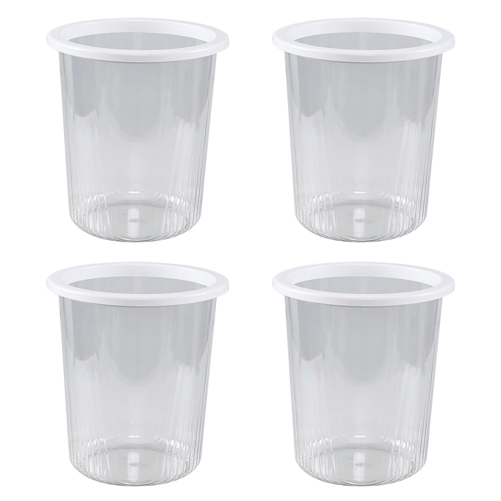 Callyne 2.6 Gallon Acrylic Clear Round Plastic Bathroom Garbage Can, 4 Pack Plastic Small Wastebasket for Multipurpose