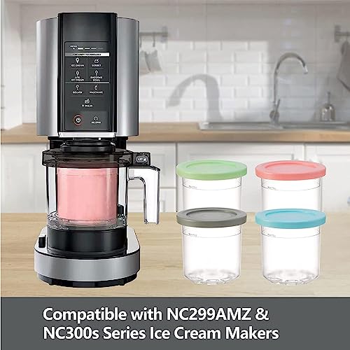 EVANEM 2/4/6PCS Creami Deluxe Pints, for Creami Ninja,16 OZ Ice Cream Pint Cooler Airtight and Leaf-Proof Compatible with NC299AMZ,NC300s Series Ice Cream Makers,Blue-2PCS