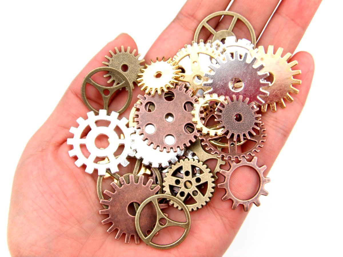 ALL in ONE 200 Gram 4 Color Steampunk Gear Wheel Charms Cog Connectors Pendants Jewelry Finding DIY Craft