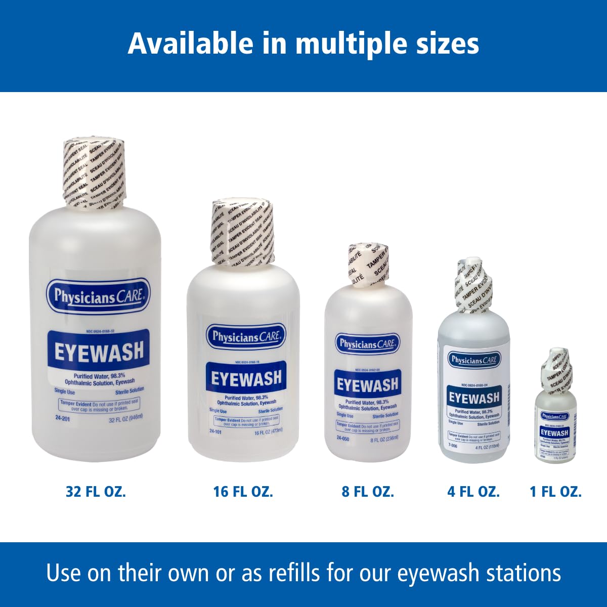 PhysiciansCare Wall-Mountable Eyewash Station with Single Bottle of Eye Wash Solution, 16 oz