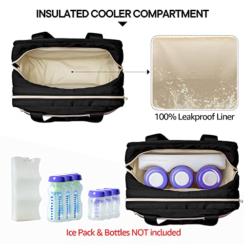 Fasrom Wearable Breast Pump Bag with Cooler Compatible with Elvie and Willow Hands-Free Pumps and Medela Pump in Style, Portable Pump Carrying Case for Working Moms, Black (Bag Only, Patent Design)