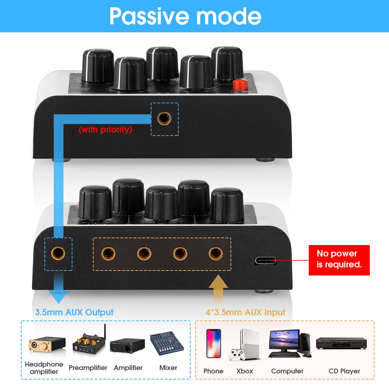 Mini Stereo 4 Channel Line Mixer Headphone Monitoring Club Live Studio Recording