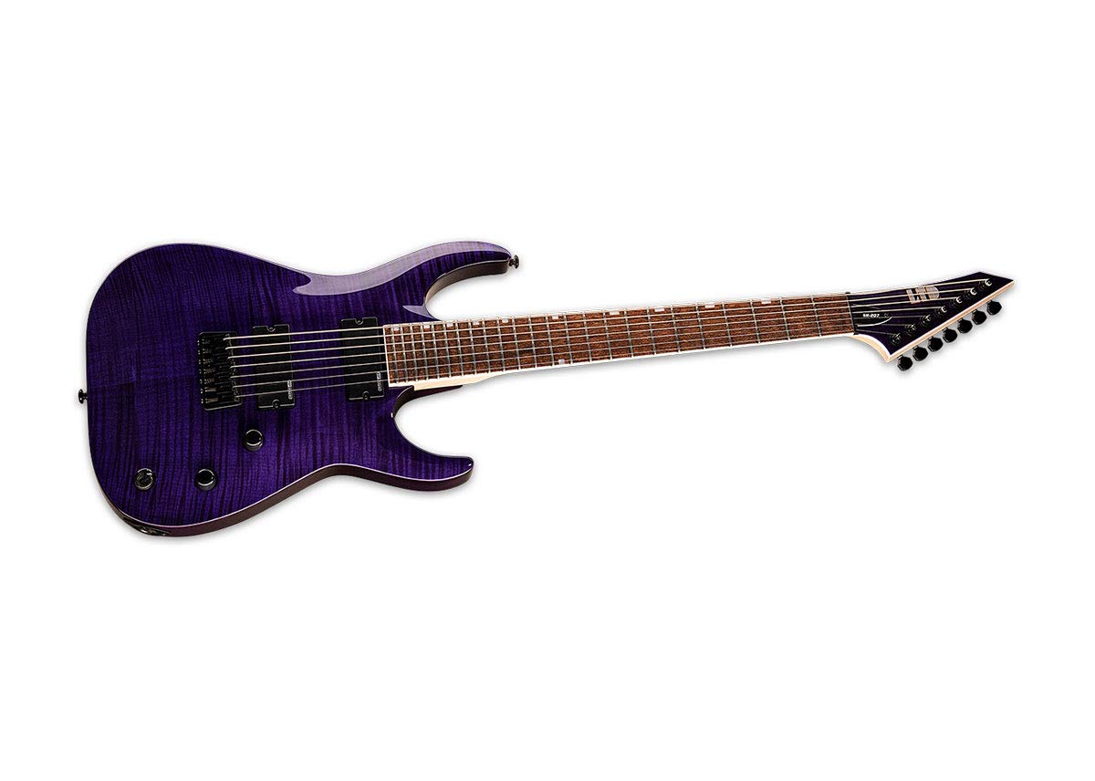 ESP 7 String LTD SH-207 Brian “Head” Welch Signature Series Electric Guitar, See Thru Purple, Right, (LSH207FMSTP)