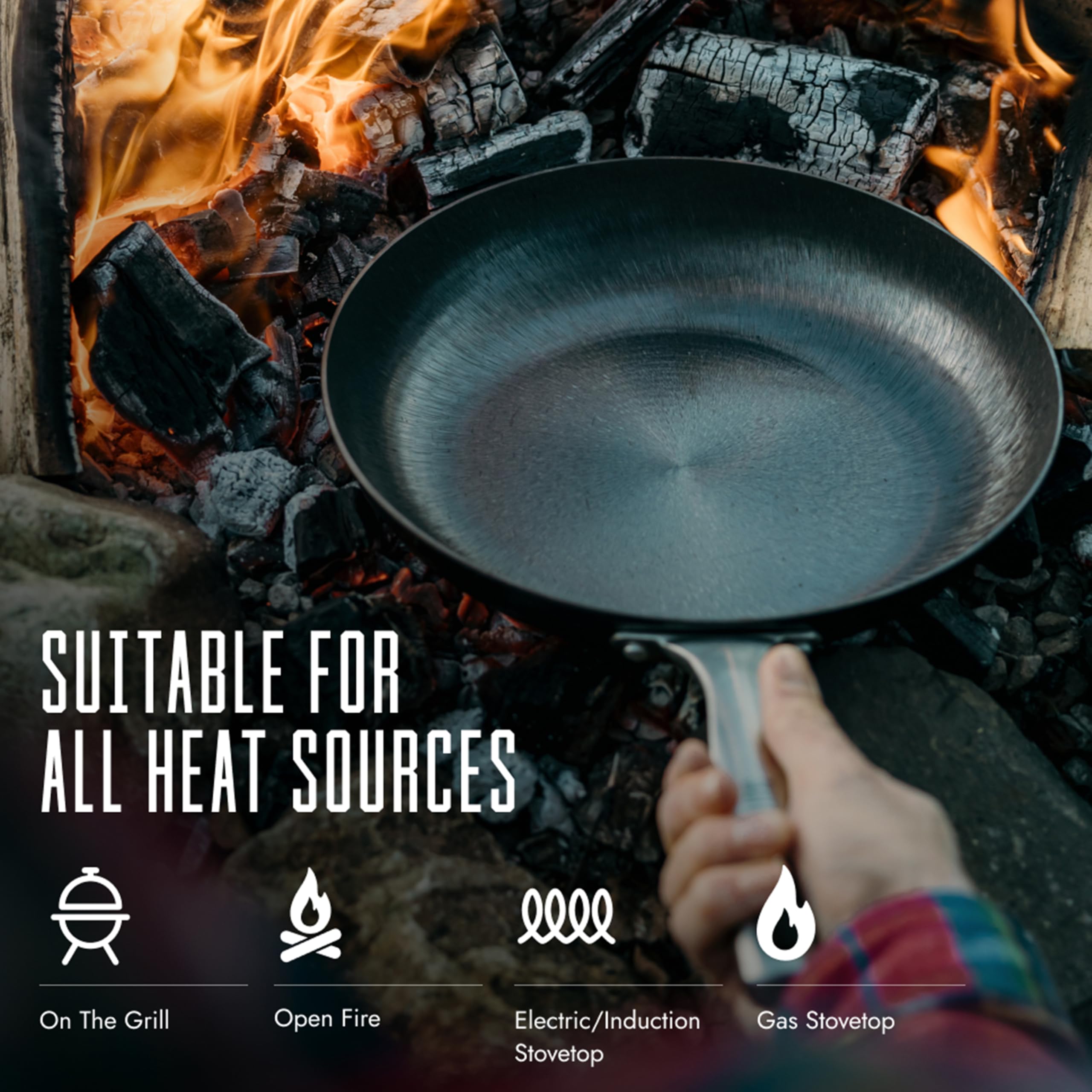 SKOTTSBERG Traditional Cast Iron Grill Pan, Pre-Seasoned (9.5" x 9.5") β Natural Non-Stick Layer, Suitable For All Heatsources