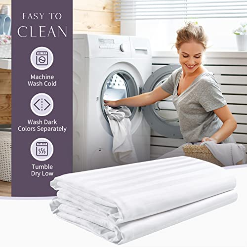 FAUNNA Hidden Zippered Pillow Protectors Cover Queen Size Set of 2 - Soft Quiet Sateen 100% Long-Staple Cotton Cases -Comfortable and Cozy White Bed Pillow Cover