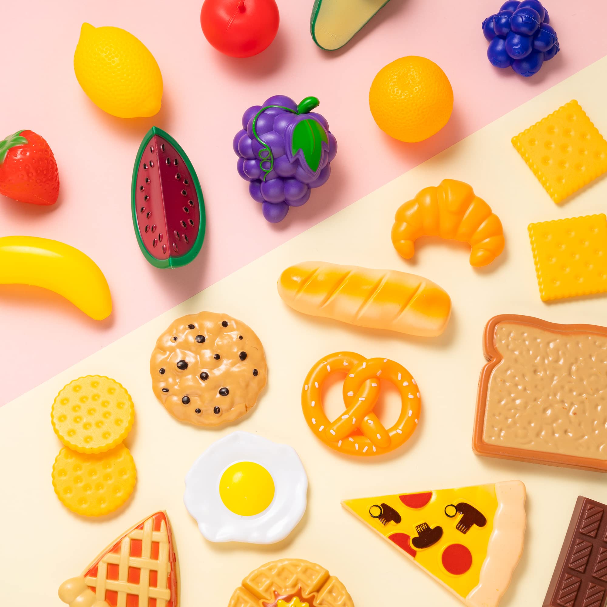 Joyin 50 Piece Set of Kitchen Toys, Dinnerware, Dummy Fruits, Vegetables, Plastic Accessories for Children Educational Learning Toy, Role Play Gift