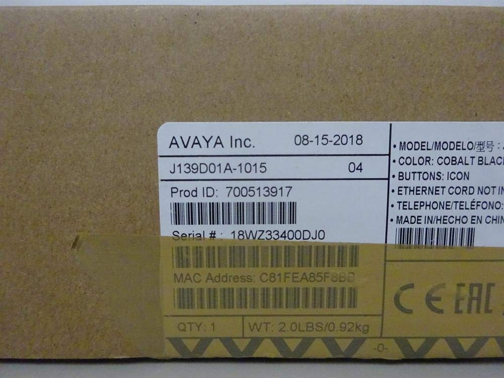 Avaya J139 700513916 12 Key Self-Labeling Color Gigabit VoIP Telephone