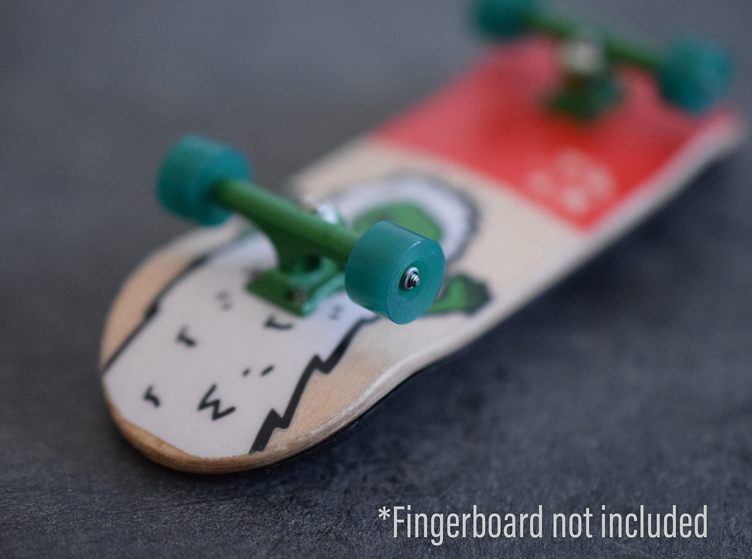 Teak Tuning Apex 71D Urethane Fingerboard Wheels - Cruiser Style, Bowl Shaped, 8.7mm Diameter - ABEC-9 Stealth Bearings - Made in The USA - Jade Green Colorway