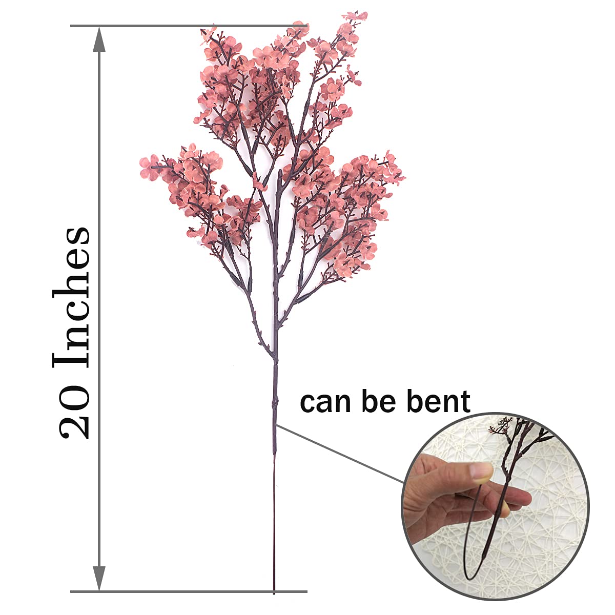 Hukidoy Babys Breath Fabric Cloth Artificial Flowers 6 Bundle European Fake Silk Plants Decor Wedding Party Decoration Bouquets Real Touch DIY Home Garden (Fall Pink)