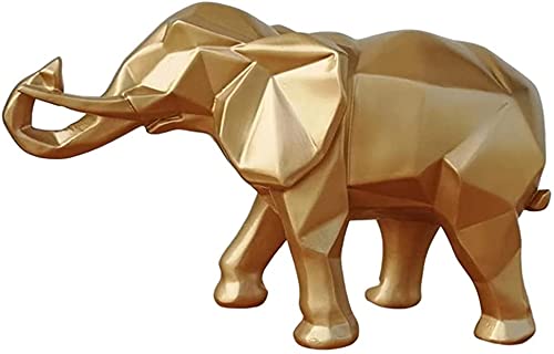 Elephant Statue Abstract Elephant Figurine Art Sculpture Animals Elephant Ornaments for Home Bedroom Living Room Garden Office - Gold