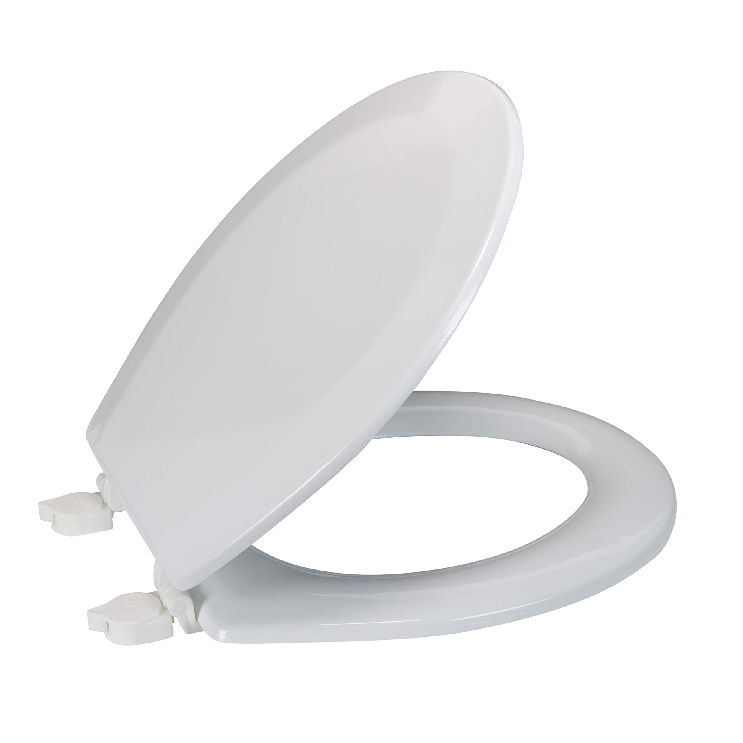 Bath Bliss Beveled Standard Round Toilet Seat | Wooden | Resists Peeling and Chipping | Adjustable Quick Attach Non-Slip Hinges | Black