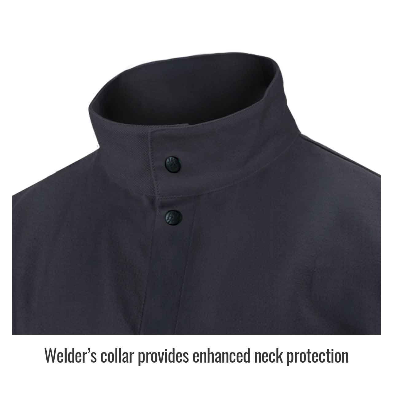 Black Stallion FBK9-30C Flame-Resistant Cotton Welding Jacket, Black, Medium