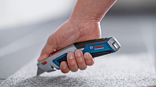 Bosch Professional 1600A01V3H Universal Knife with a Retractable Compartment in The Handle (incl. Three Trapezoid Blades), Blue