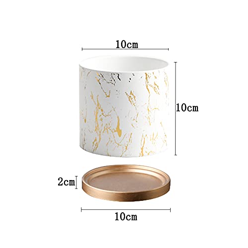 Corldif Personalized Simple Fashion Bonsai Small Flowerpot Mini Ceramic Flowerpot Desktop Ornament (White)