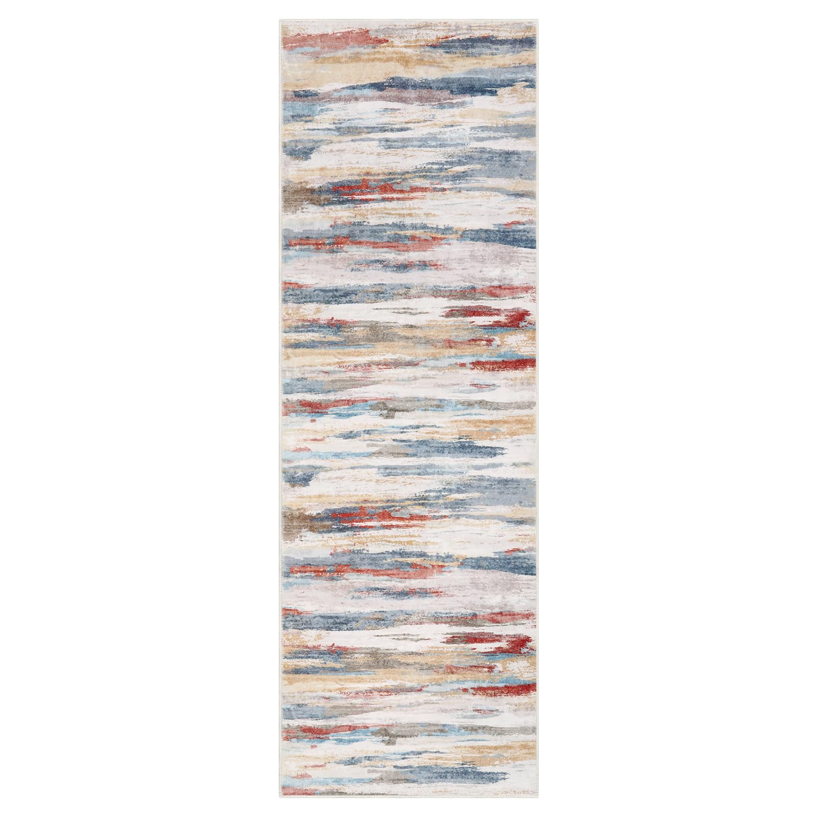 Collive Washable Runner Rug 2x6 - Colorful Striped Bathroom Runner Rugs Non Slip Runners for Hallway Modern Abstract Bedroom Runner Rug Floor Carpet for Kitchen Laundry Entryway