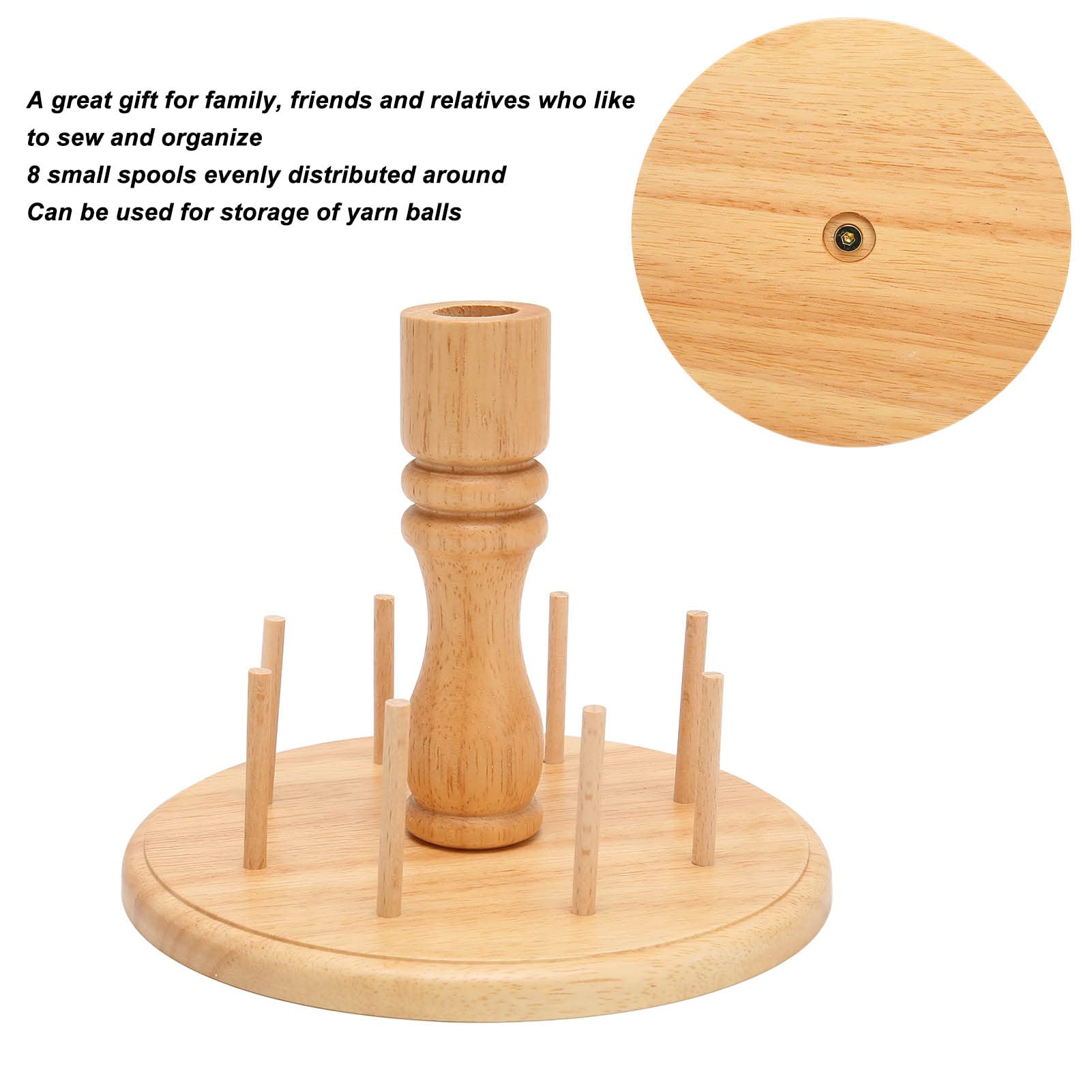 BEIJIALY Wooden Thread Holder Rack, Small Thread Rack, Thread Organizer for Sewing, 8 Spools Beech Wood Bobbin Holder Embroidery Quilting Sewing Tools