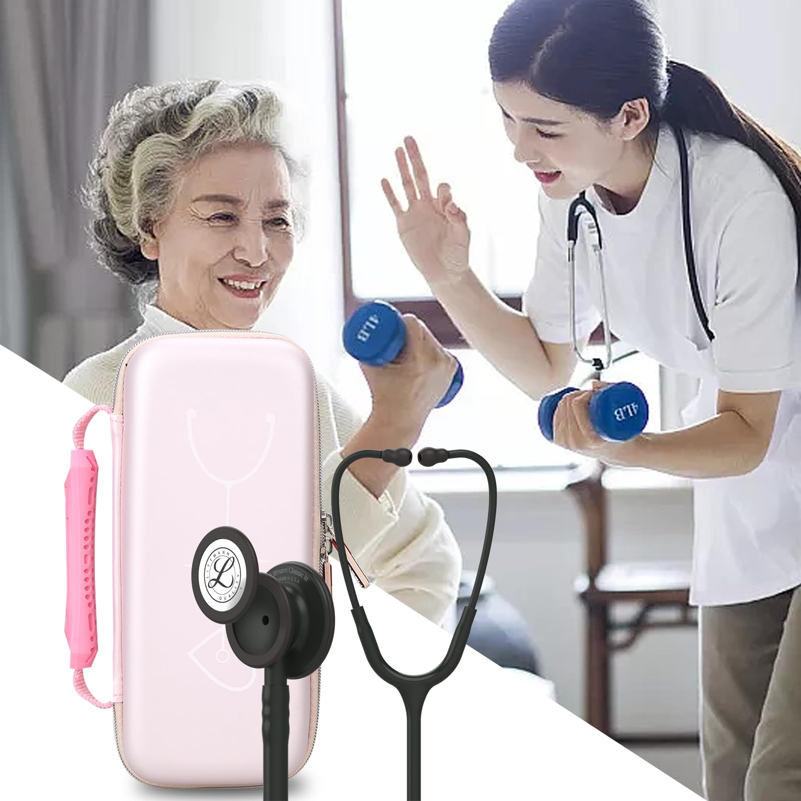 FBLFOBELI Stethoscope Case Compatible with 3M Littmann Classic III/Lightweight II S.E/MDF Acoustica Deluxe Stethoscopes, Includes Mesh Pocket for Nurse Accessories for Work (Pink)